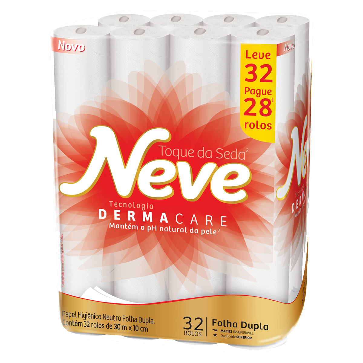 Papel Higiênico Folha Dupla Neutro Neve Toque Da Seda 30m Pacote Leve