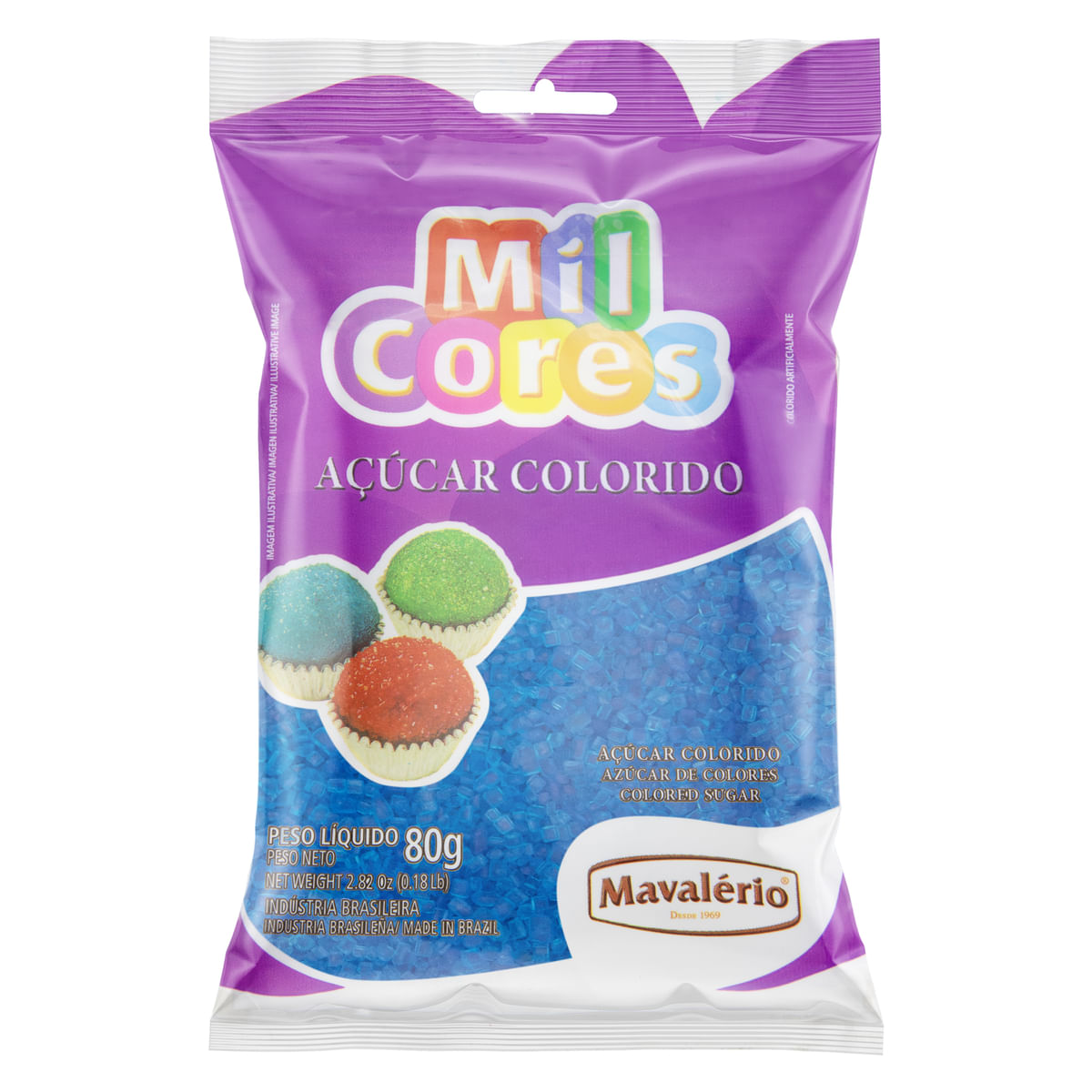Açúcar Colorido Azul Mil Cores Pacote 80g - Nova Era