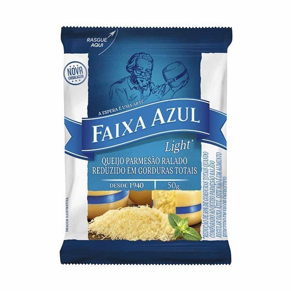 Queijo Parmesão Ralado FAIXA AZUL Light Pacote 50g