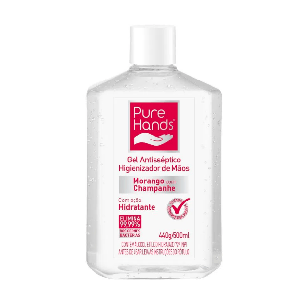 Álcool Gel Antisséptico Pure Hands Morango com Champanhe 60ml - Nova Era