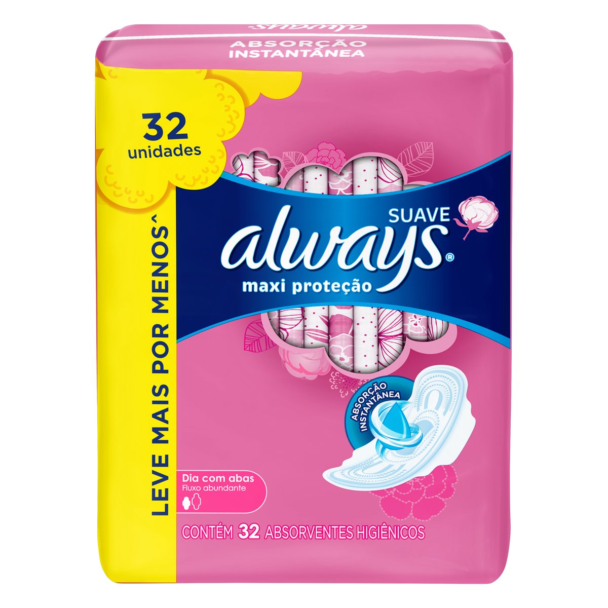 Absorvente Suave com Abas ALWAYS Pacote 32 Unidades