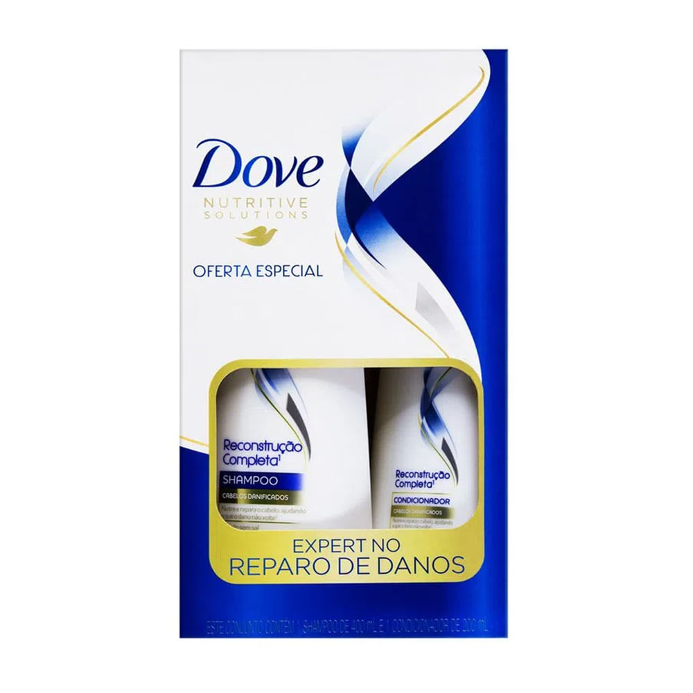 Kit Shampoo 400ml + Condicionador 200ml DOVE Reconstrução Completa ...