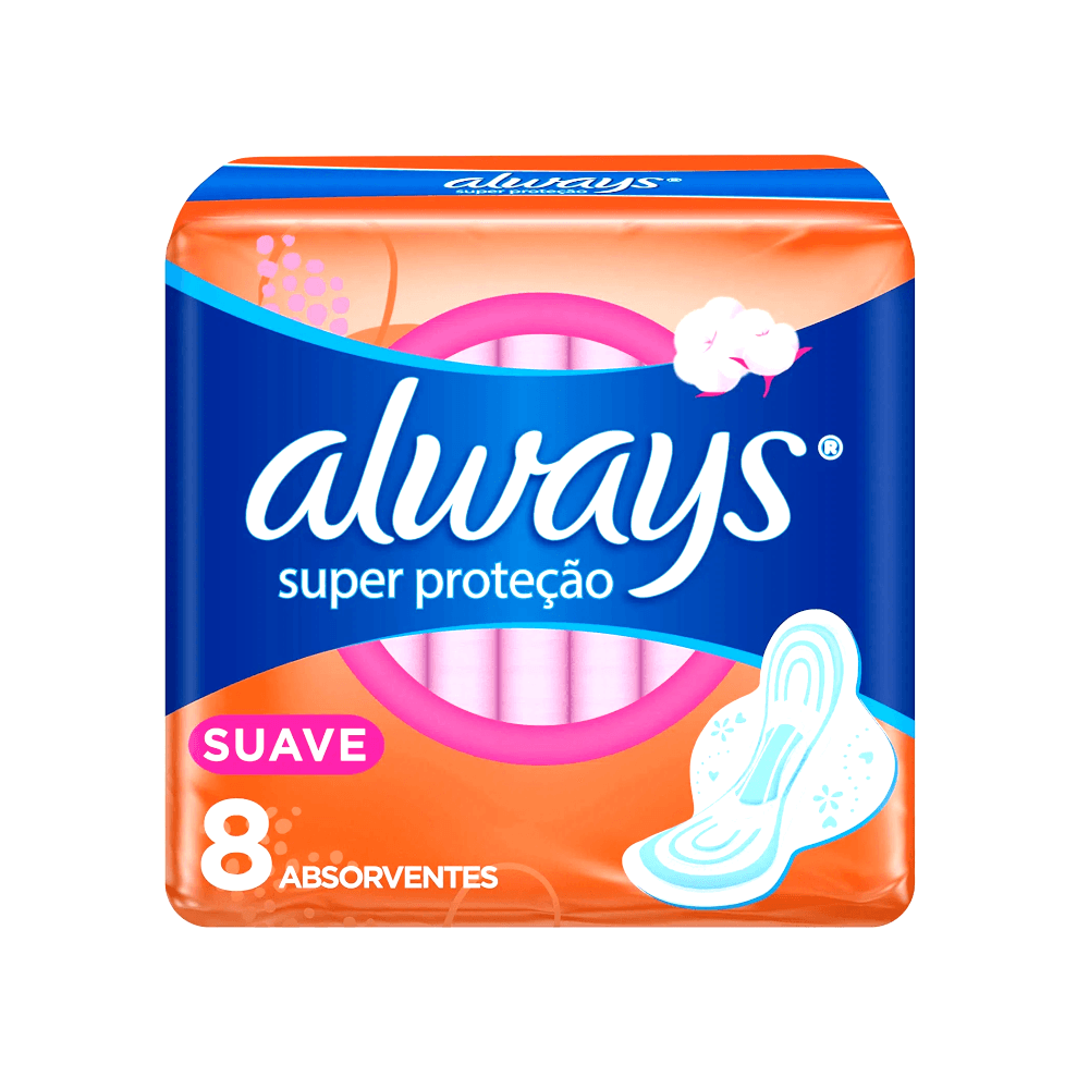 Absorvente Super Proteção ALWAYS Suave com Abas Pacote 8un - Nova Era