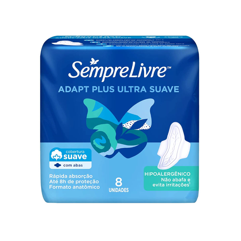 Absorvente Adapt Plus Ultra Suave SEMPRE LIVRE Suave com Abas 8un