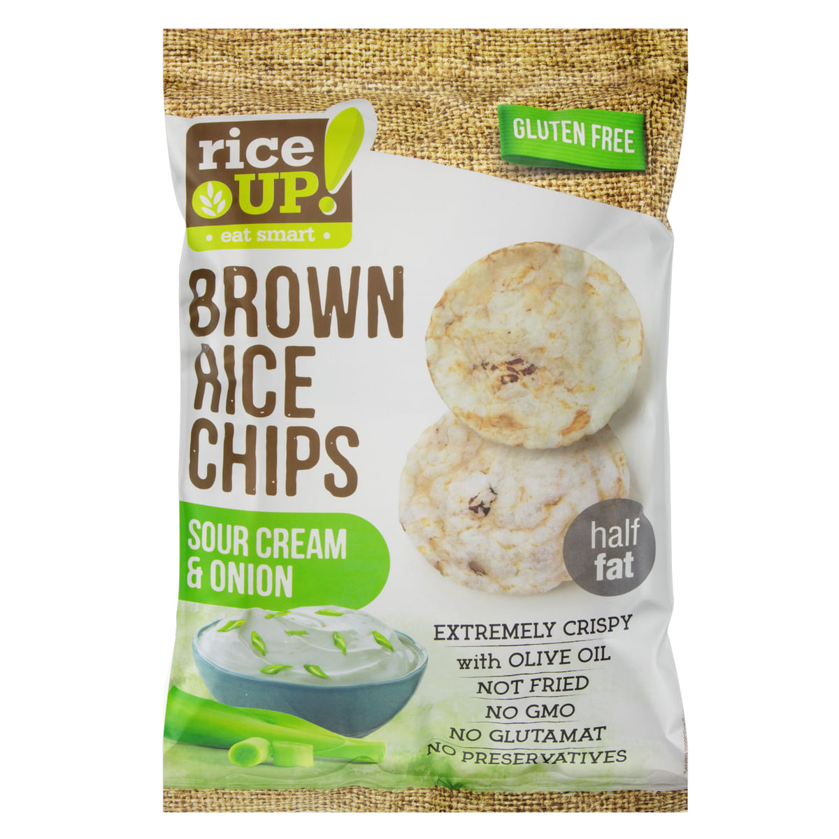 Chips de Arroz Creme e Cebola RICE UP Embalagem 60g