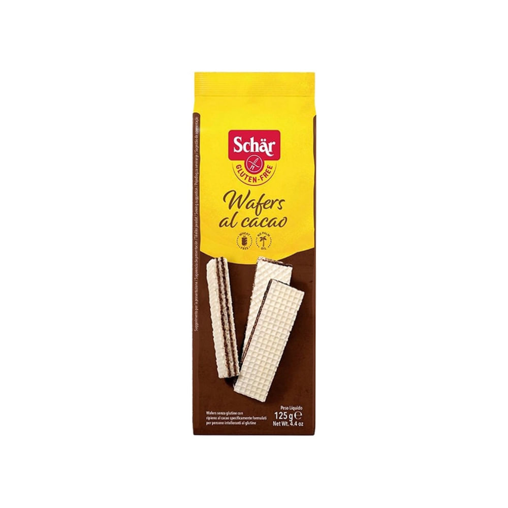 Biscoito Tipo Wafer Sem Glúten SCHÄR com Recheio de Cacau ou Cacao ... Biscoito Tipo Wafer Sem Glúten SCHÄR com Recheio de Cacau ou Cacao ...