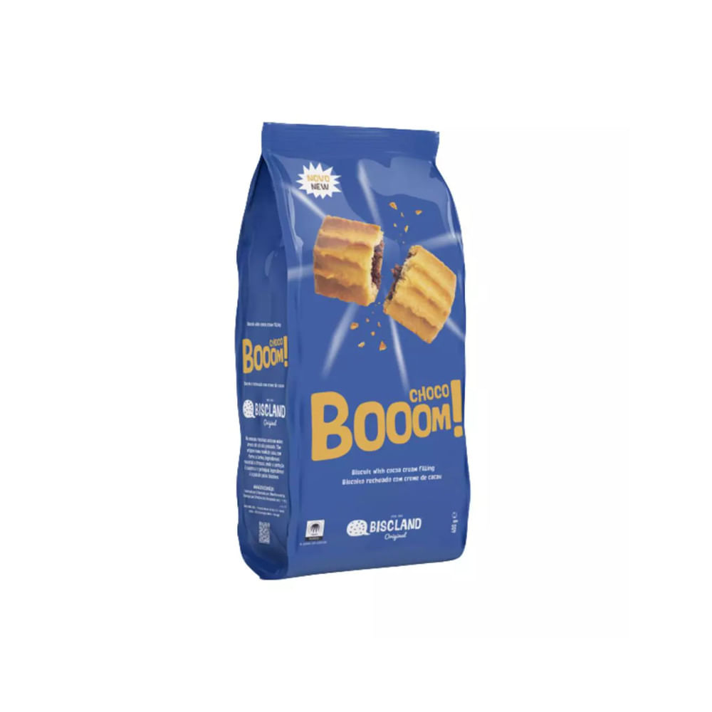 Biscoito Recheado Booom com Chocolate Embalagem 400g