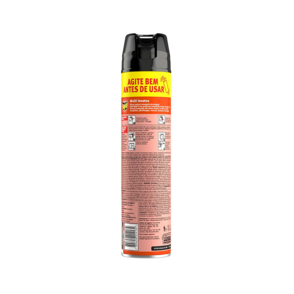 Inseticida Aerossol Multi-Insetos Base Água Raid Frasco 420ml Embalagem ...