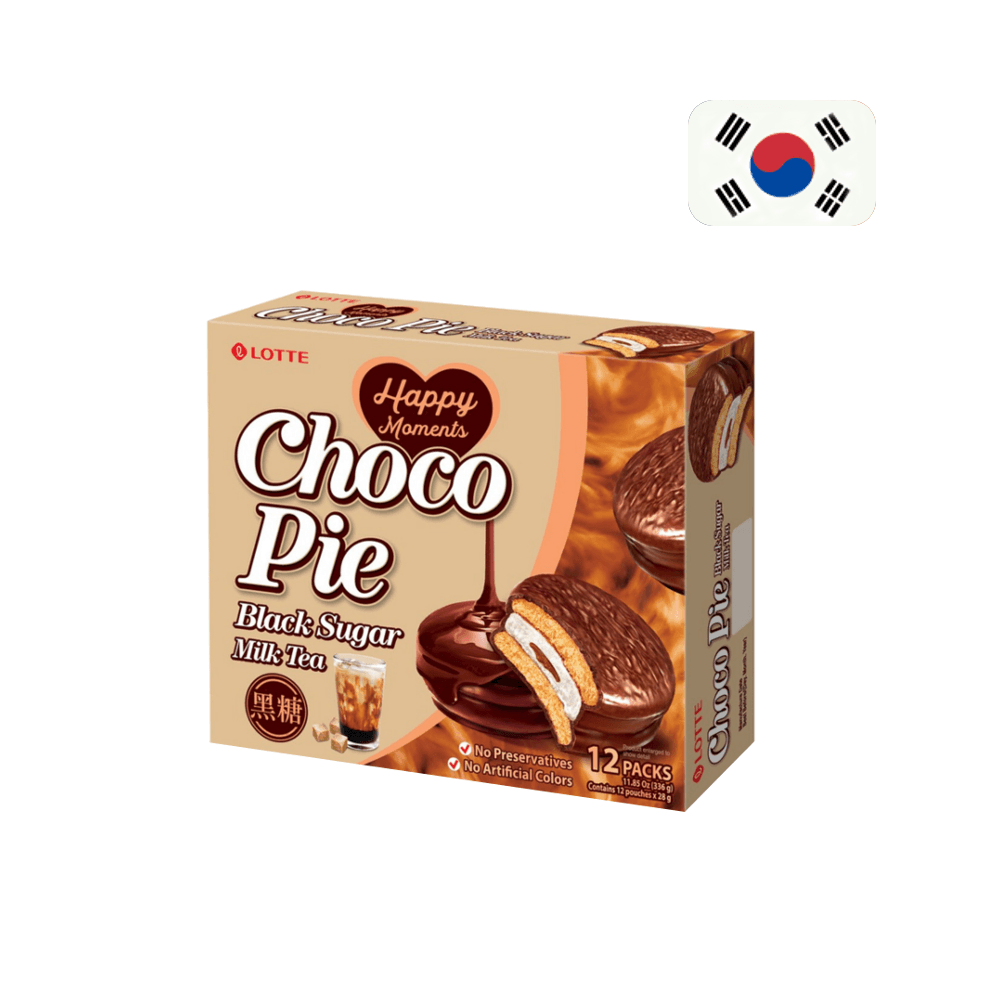 Biscoito Coreano com Chocolate Choco Pie Sabor Milk Tea Caixa 336g