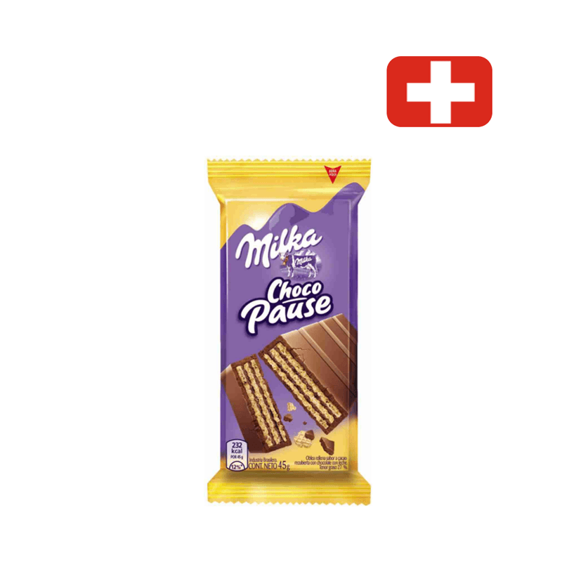 Chocolate Suíço em Barra Wafer Milka Choco Pause Embalagem 45g