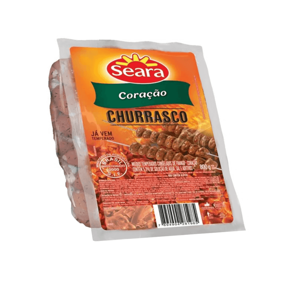 Coração Temperado Seara Churrasco Embalagem 800g - Nova Era Coração Temperado Seara Churrasco Embalagem 800g - Nova Era
