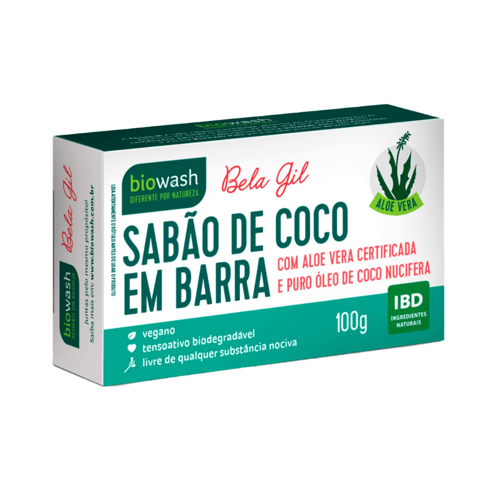 Sabão de Coco em Barra Biowash Embalagem 100g