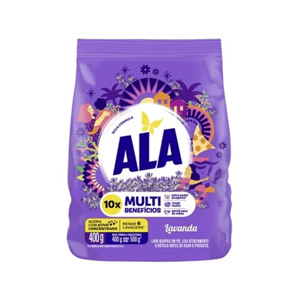 Lava Roupas em Pó ALA Lavanda Sachê 400g - Nova Era