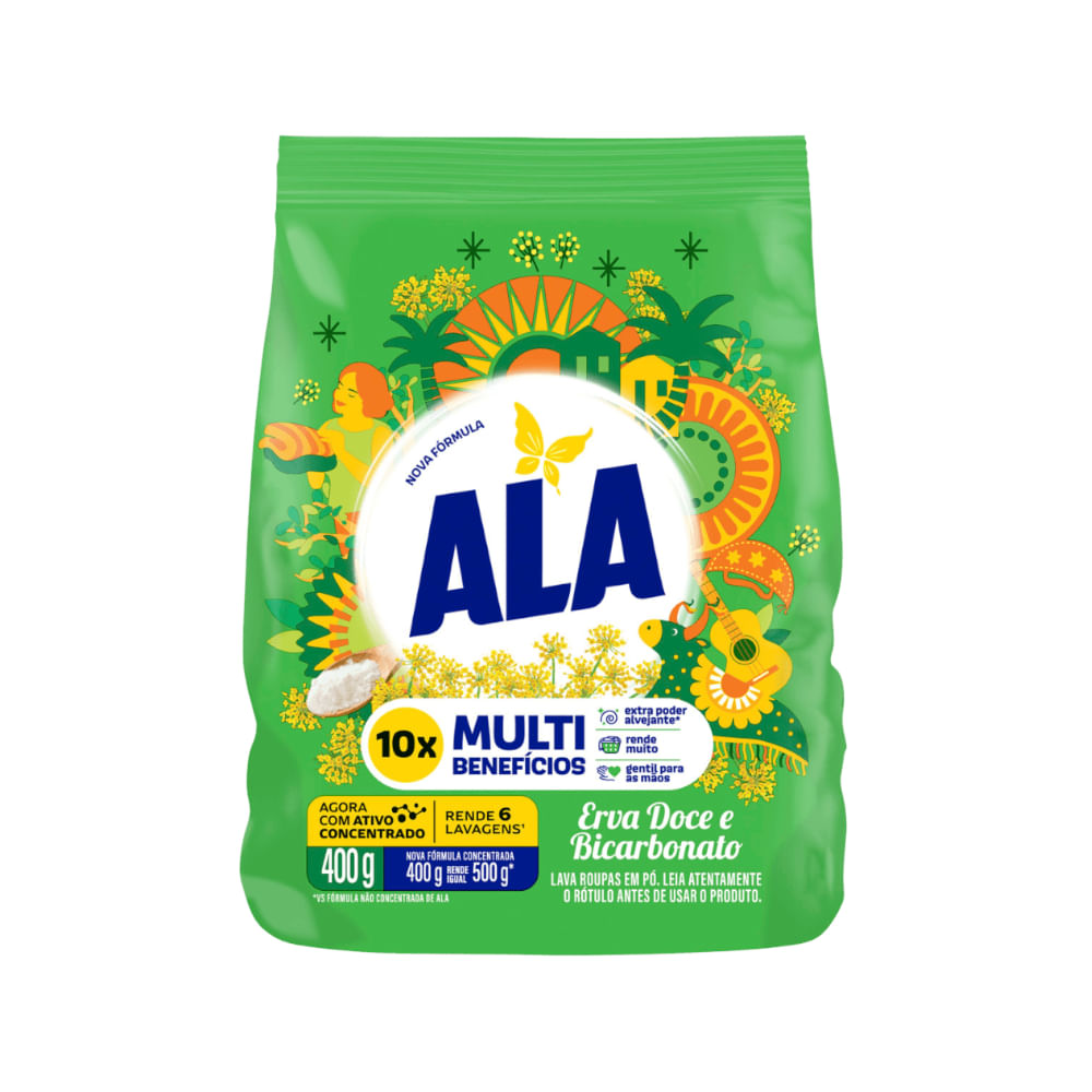 Lava Roupas em Pó ALA Erva Doce e Bicarbonato Sachê 400g - Nova Era