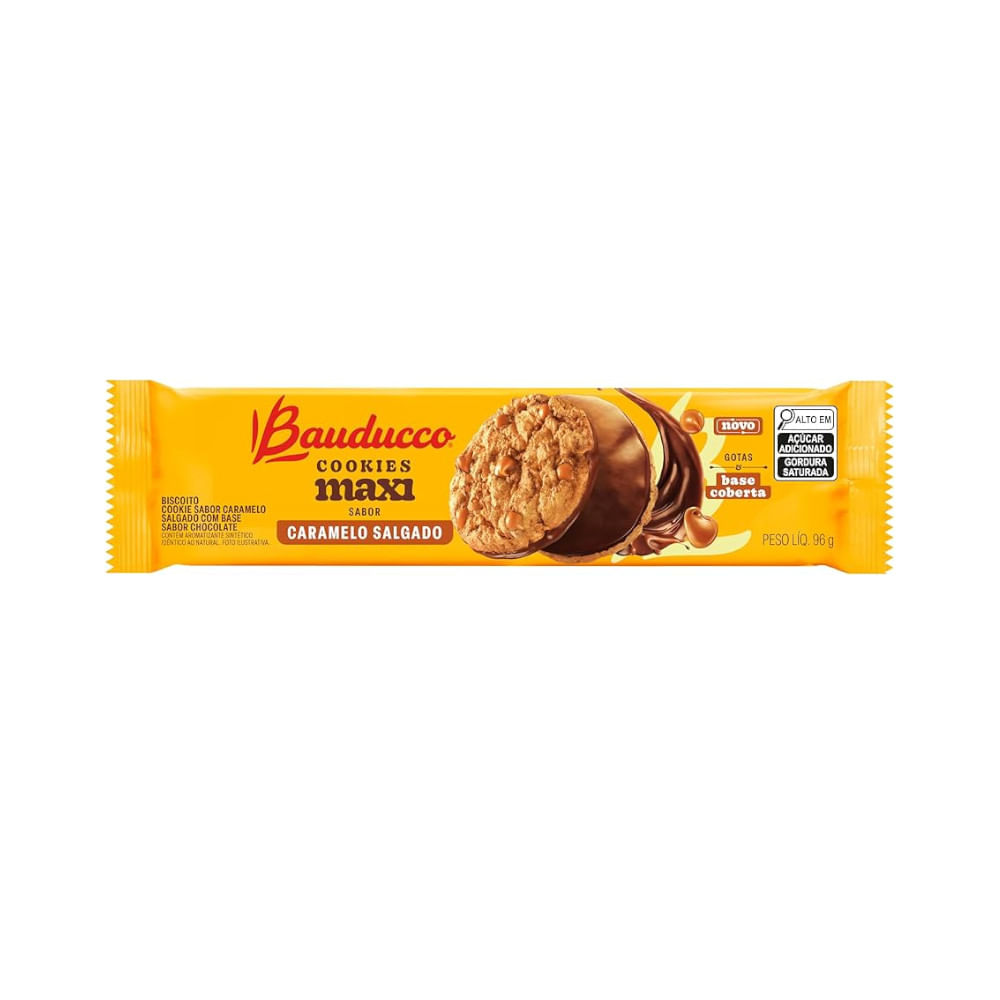 Biscoito Cookies Bauducco Maxi Caramelo Salgado Embalagem 96g - Nova Era