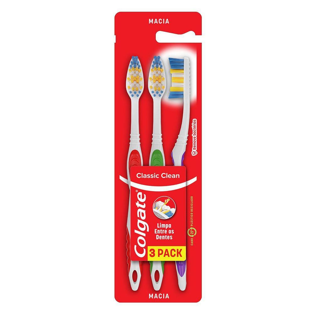 Escova de Dente Colgate Classic Clean 3 unid