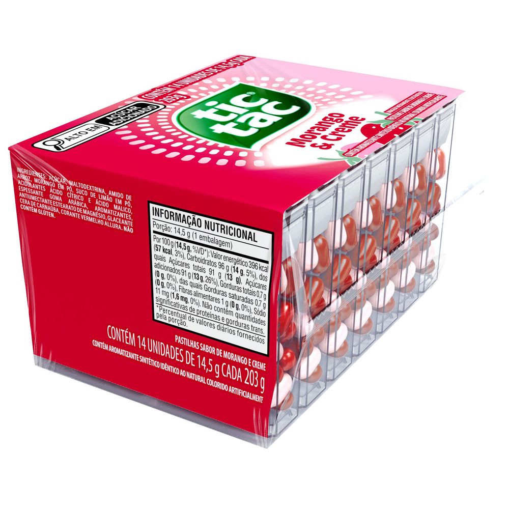 Display Tic Tac Pastilhas Sabor Morango e Creme com 12 Unidades de 14 ...